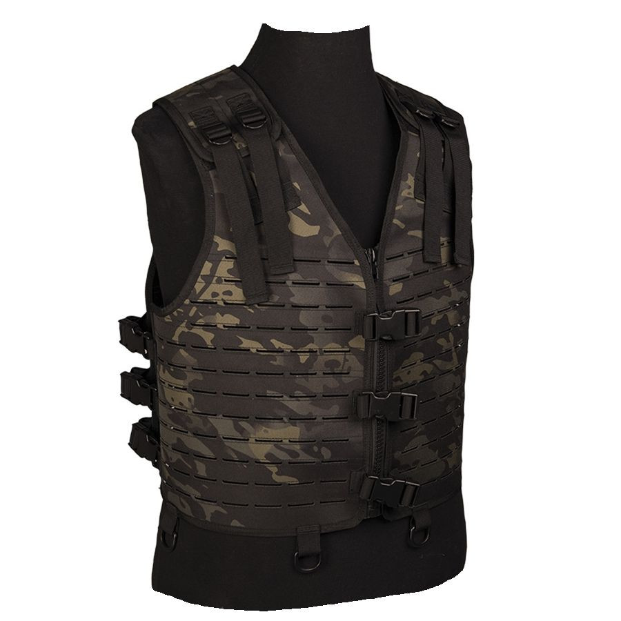 Mil-Tec Lightweight Laser Cut Black Flecktarn Vest - Hero Outdoors
