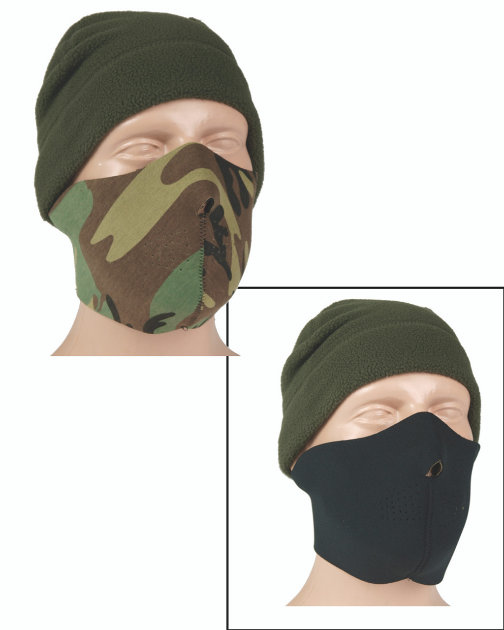 Mil-Tec Black/Woodland Reversible Neoprene Face Mask - Hero Outdoors