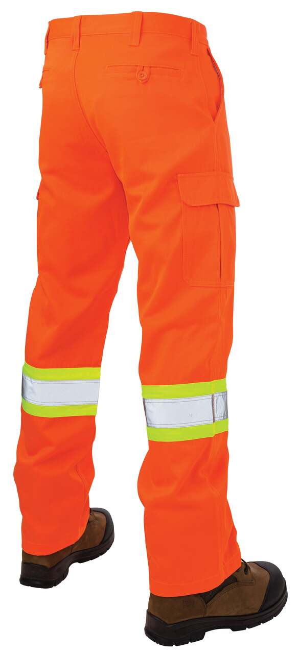 Relaxed Fit Twill Safety Cargo Work Pant (Orange)