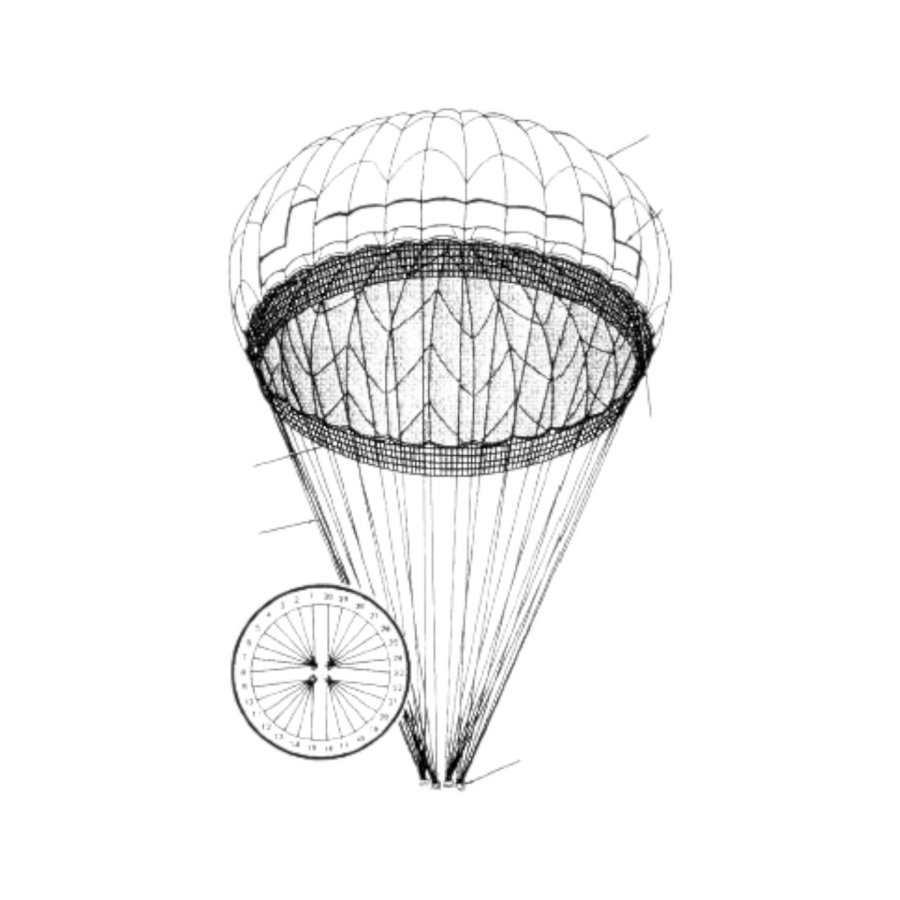 U.S. Armed Forces 35' Vented Survival Parachute W/O Shroud Lines - Cut ...