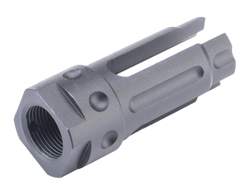 E&C 14mm Negative QDC 3 Prong Flash Hider for Airsoft AEG Rifles