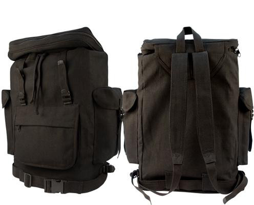 Rothco Canvas European Style Rucksack - Black - Hero Outdoors