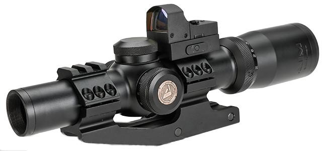 AIM Sports 1-4x24 Illuminated Tactical Scope (Red / Green / Blue) w ...