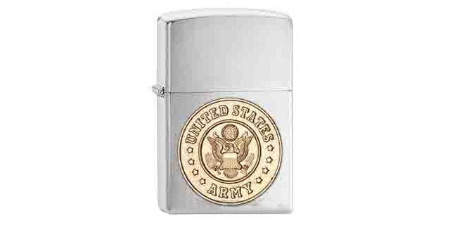 Zippo Classic Lighter U.S. Army Emblem Brushed Chrome - Hero Outdoors