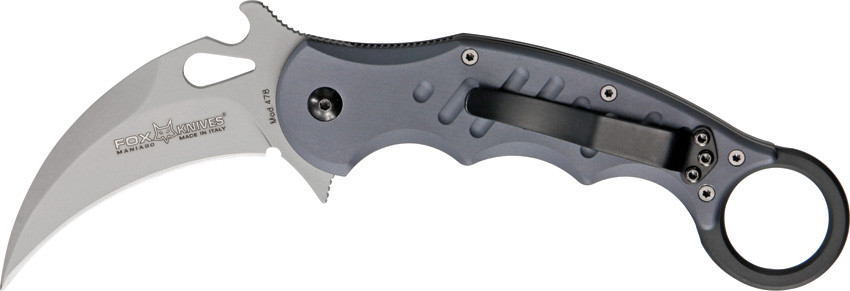 FOX 478 Folding Wave Karambit - Gray Aluminum Handle - Hero Outdoors