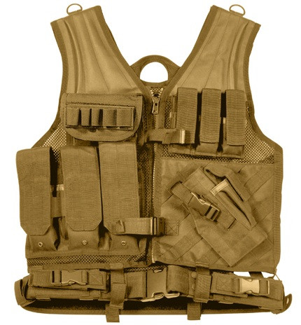 Rothco Cross Draw MOLLE Tactical Vest - Coyote - Hero Outdoors