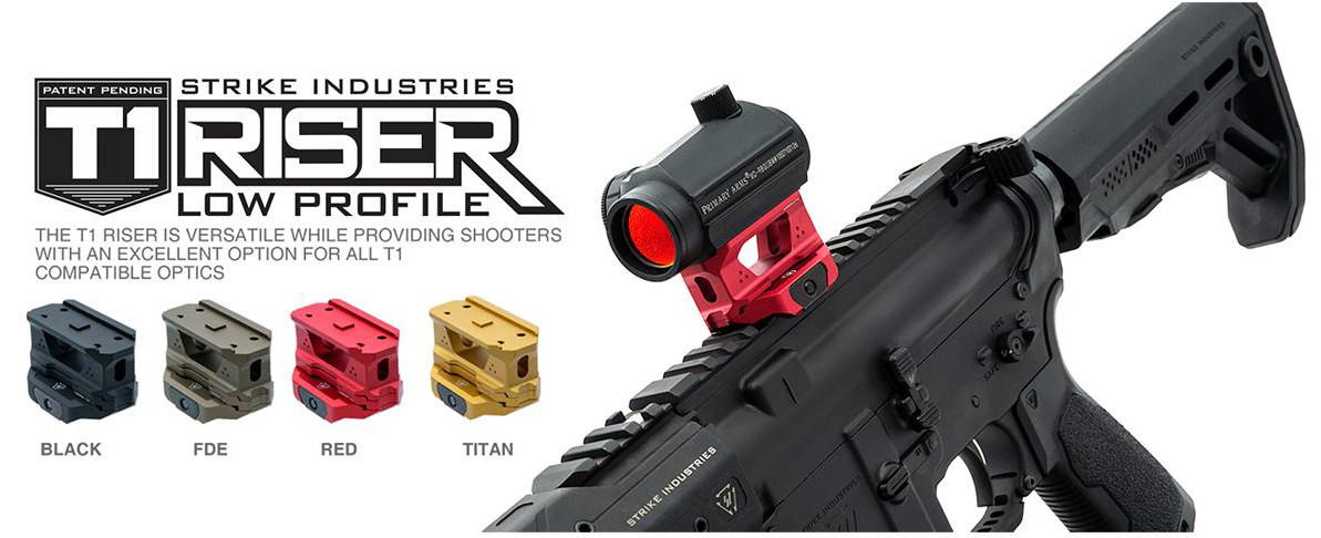 Strike Industries 3-Piece Low Profile Riser Mount for T1 Red Dot Scopes ...