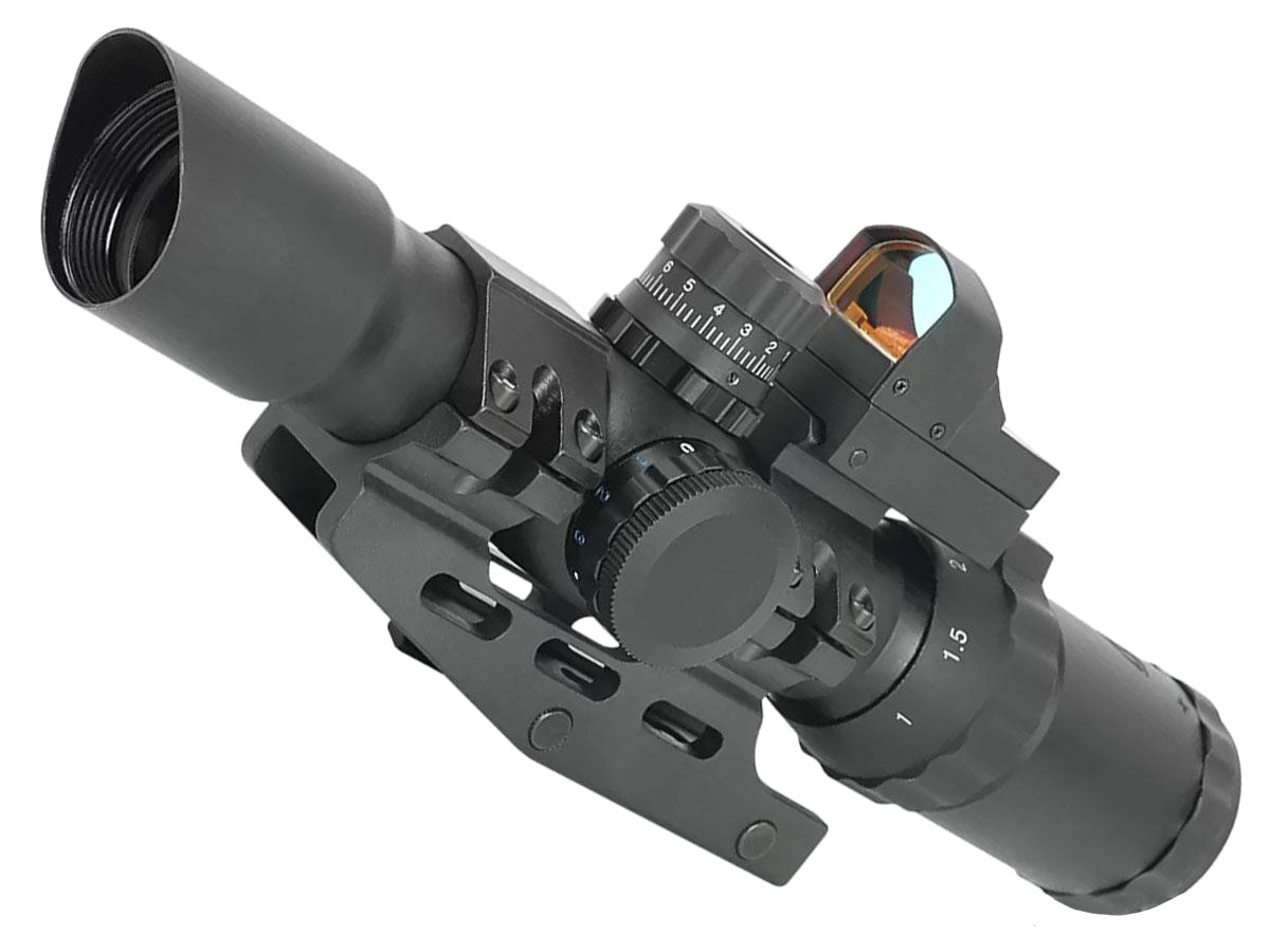 Trinity Force 1-4x28 Illuminated Assault Scope w/ Micro Red Dot Sight ...