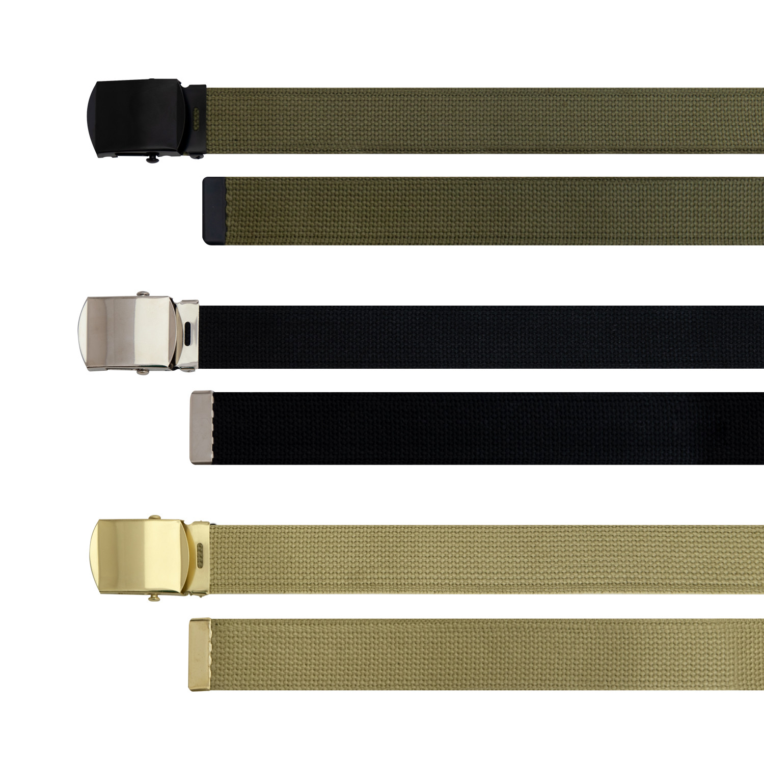 Rothco Military Web Belts In 3 Pack - 54" - Khaki, Black, Olive Drab ...