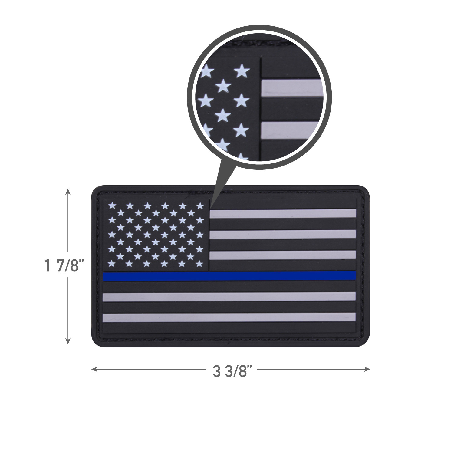 Rothco PVC Thin Blue Line Flag Patch - Hook Back - Hero Outdoors