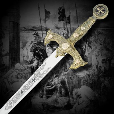 Knights Templar Long Sword & Wall Plaque - Hero Outdoors