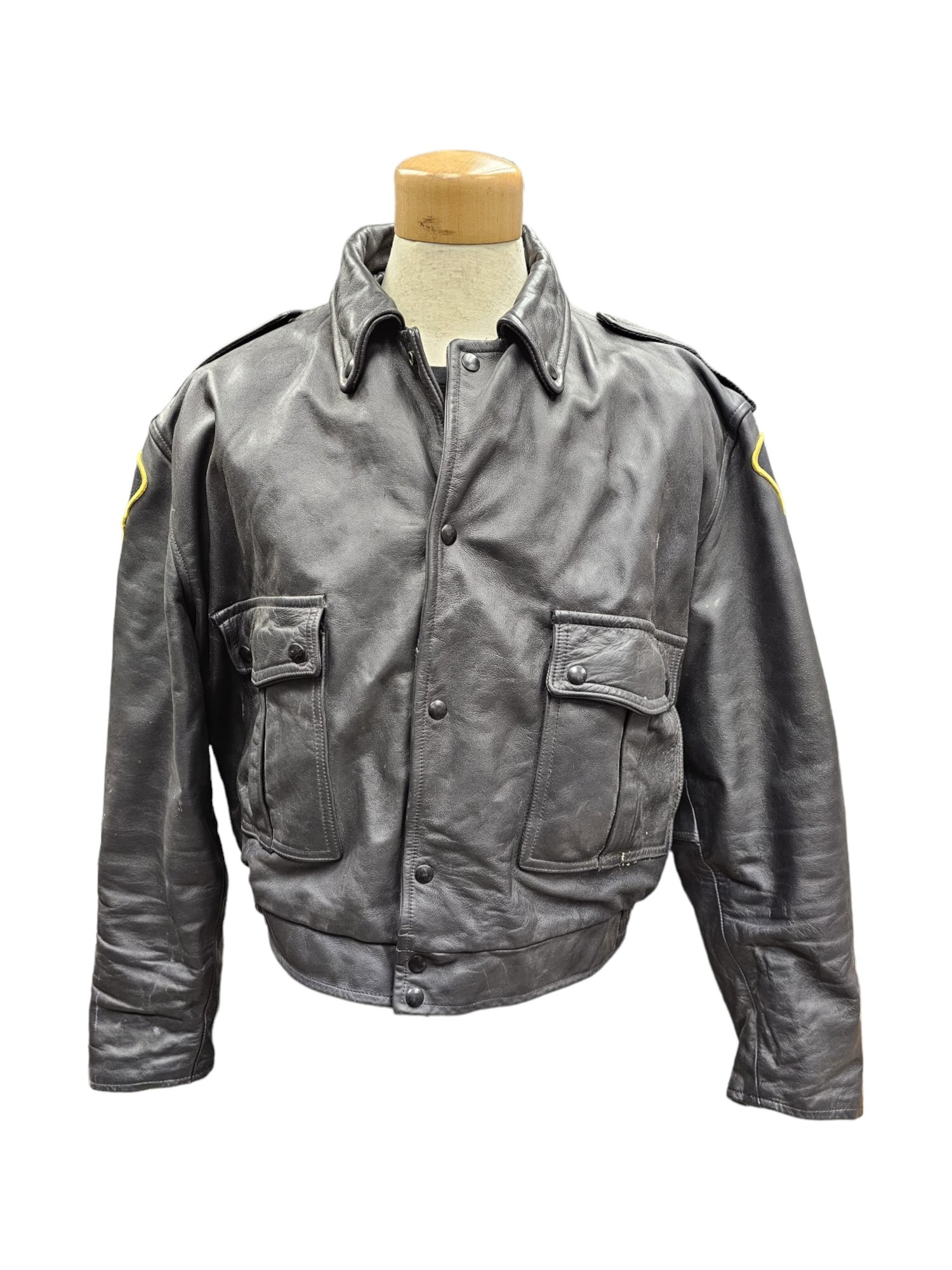 OPP Motorcycle Division Black Leather Jacket w/ Patches - Hero Outdoors