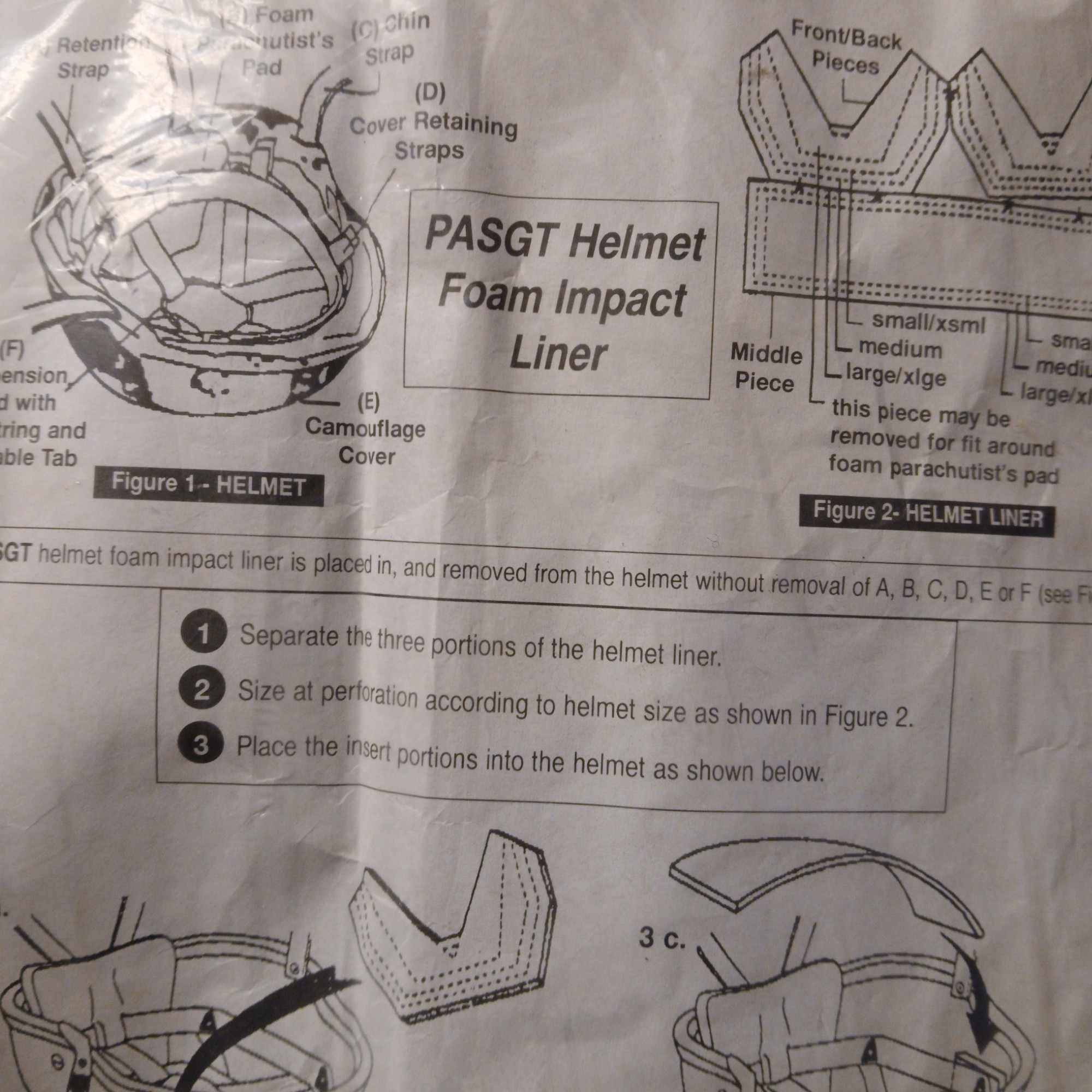 U.S. Armed Forces Impact Foam Padding For PASGT Helmet - In Seal Packaging