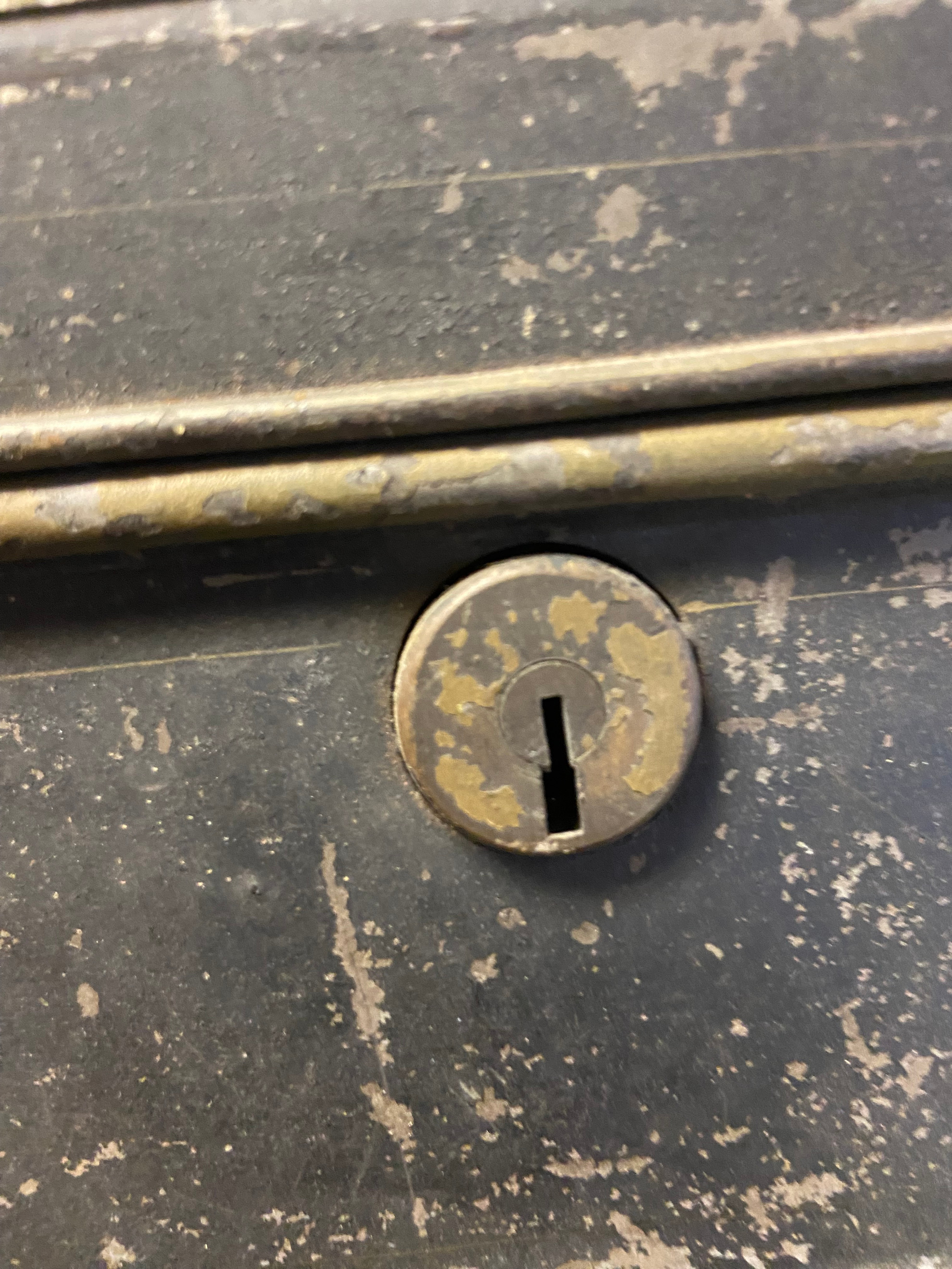 Antique Valuable Tin Lock Box