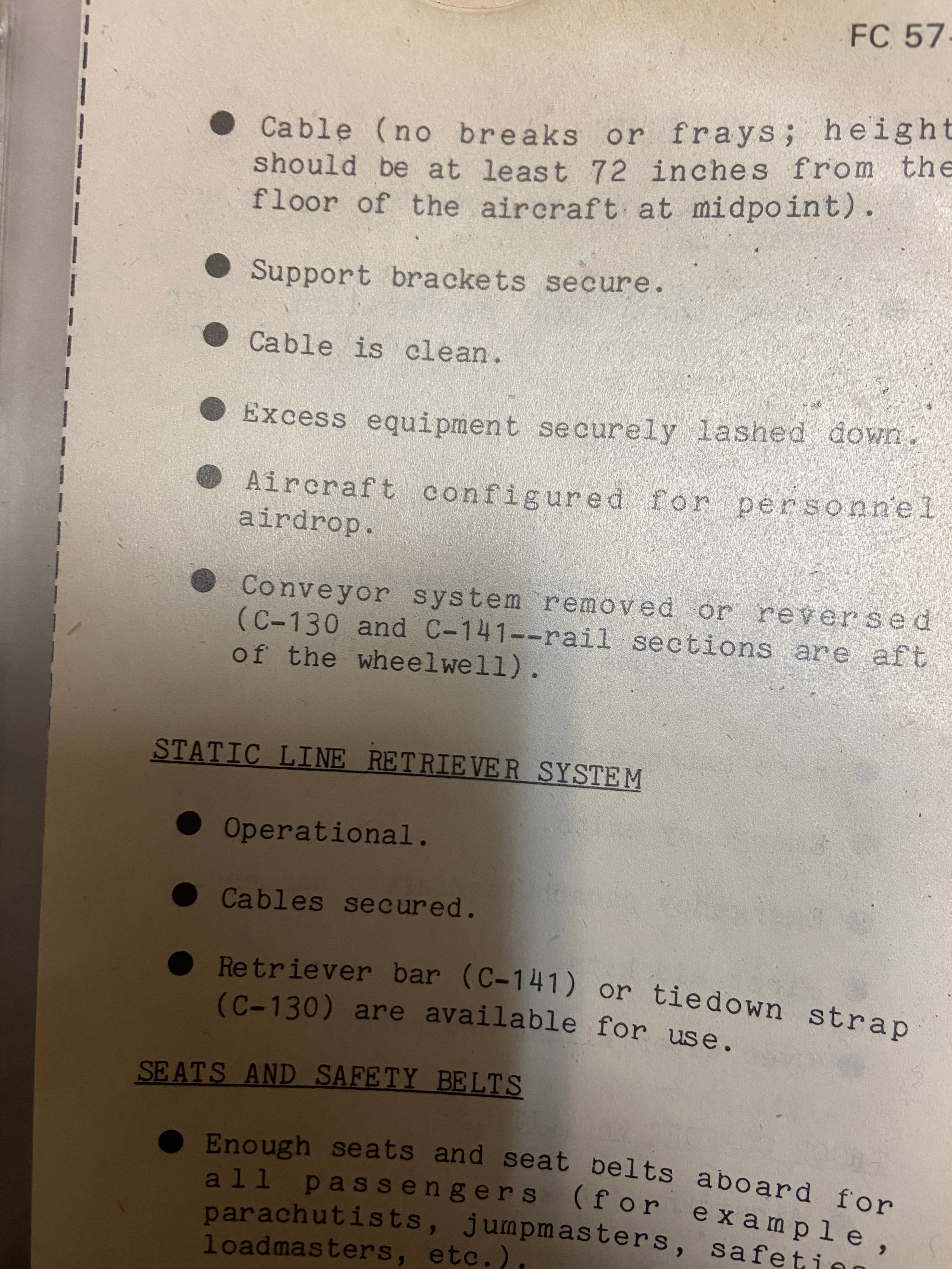 U.S. Armed Forces Flight Crew/Airborne Jump Master Checklist Binder Book