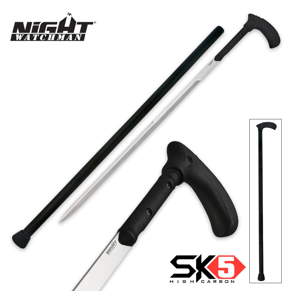 Night Watchman Heavy Duty SK5 Steel Sword Cane - Hero Outdoors