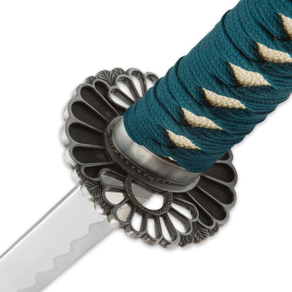Teal Warrior Samurai Sword With Open Scabbard - Hero Outdoors