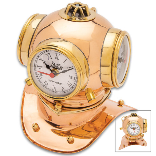 Diver Helmet Three Dialed World Table Clock - Hero Outdoors