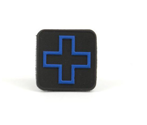 Eleven-10 Gear PVC Medical Cross Patch (Color: Black/Blue) - Hero Outdoors