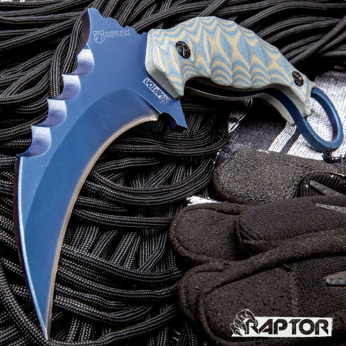 Blue Raptor Karambit w/Sheath - Hero Outdoors