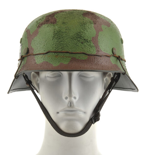 German WW2 SS M35 Steel Helmet Green Brown Camouflage w/Texture Wire ...