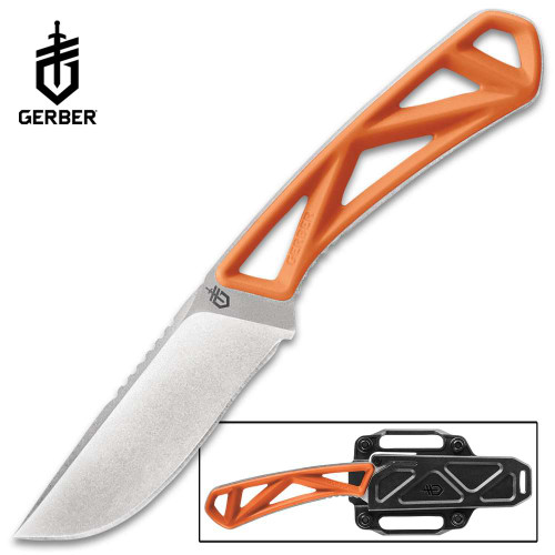 Gerber Orange Exo-Mod Drop Point Fixed Blade Knife With Sheath - Hero ...
