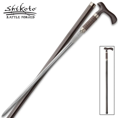 Shikoto Rurousha Forged Sword Cane Damascus - Hero Outdoors
