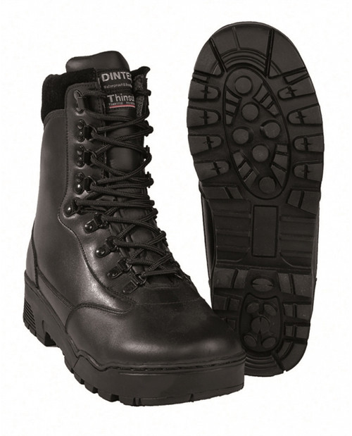 Mil-Tec Black Leather Tactical Boots - Hero Outdoors