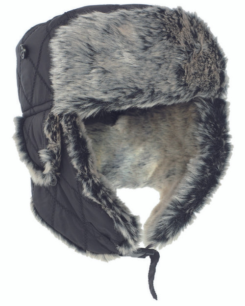 Mil-Tec Black Winter Cap w/Faux Fur - Hero Outdoors