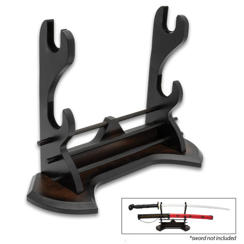 Prestige Wooden Double Sword Stand - Hero Outdoors