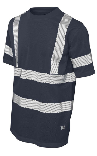 Micro Mesh Short Sleeve Safety T-Shirt with Pocket (Navy Blue)
