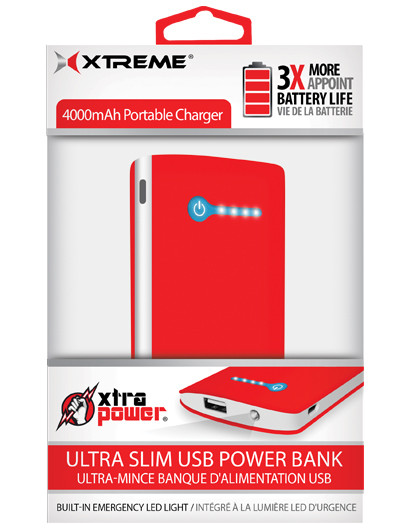Xtreme Xtra Power 4000mAh Ultra Slim USB Power Bank - Hero Outdoors