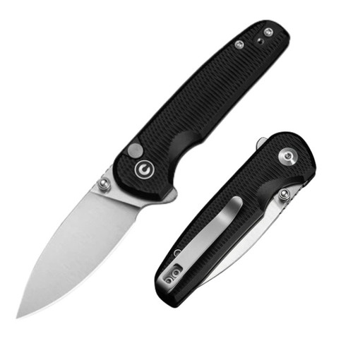 Civivi Mini Shakan Flipper Button Lock Knife Nitro-V Satin Aluminum Black