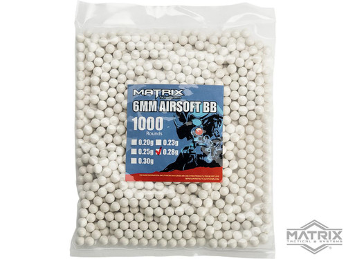 Matrix 0.28g Match Grade 6mm Airsoft BB - 1000/ White - Hero Outdoors