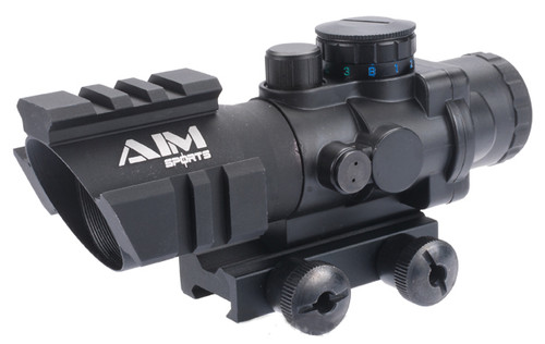 AIM Sports 4X32 Tri-Illuminated Scope with Tri-Weaver Rails and QD Rail ...