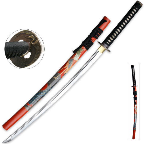 Ryumon Hand Forged Samurai Sword Phoenix Theme - Hero Outdoors