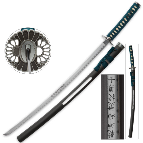 Teal Warrior Samurai Sword With Open Scabbard - Hero Outdoors