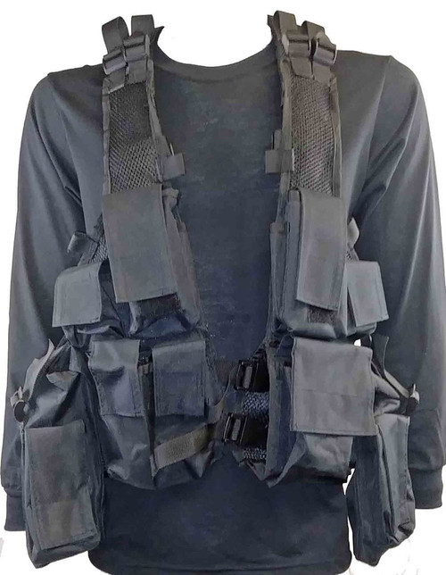 Military Style Camo Tac Vest - Black - Hero Outdoors