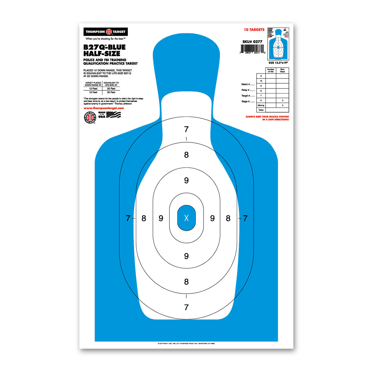 B27Q-HS Blue Silhouette Shooting Targets by Thompson