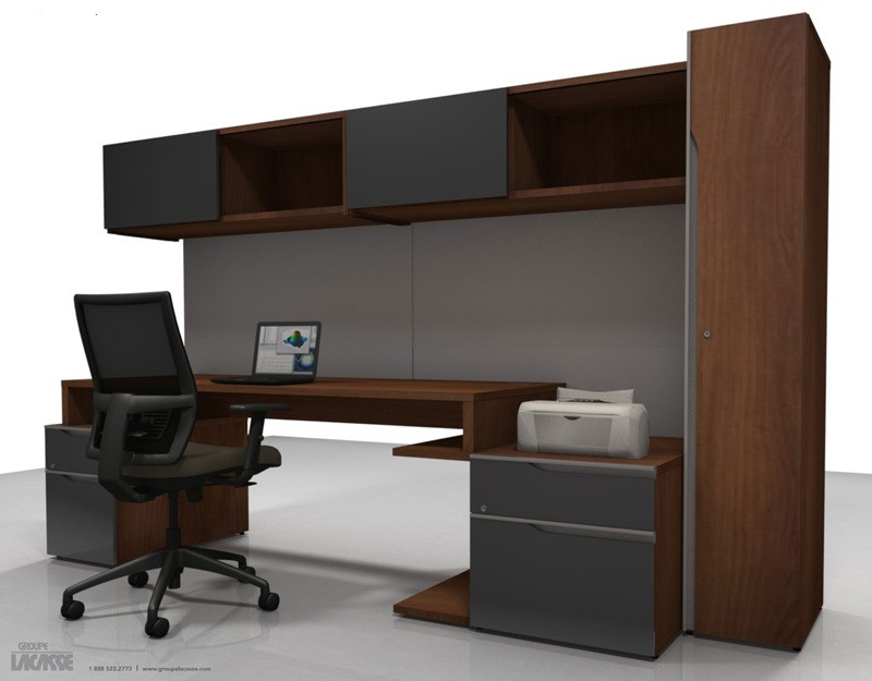 Nex Workstation Cluster of 1 with Low Storage , Wardrobe Unit, and Wall ...
