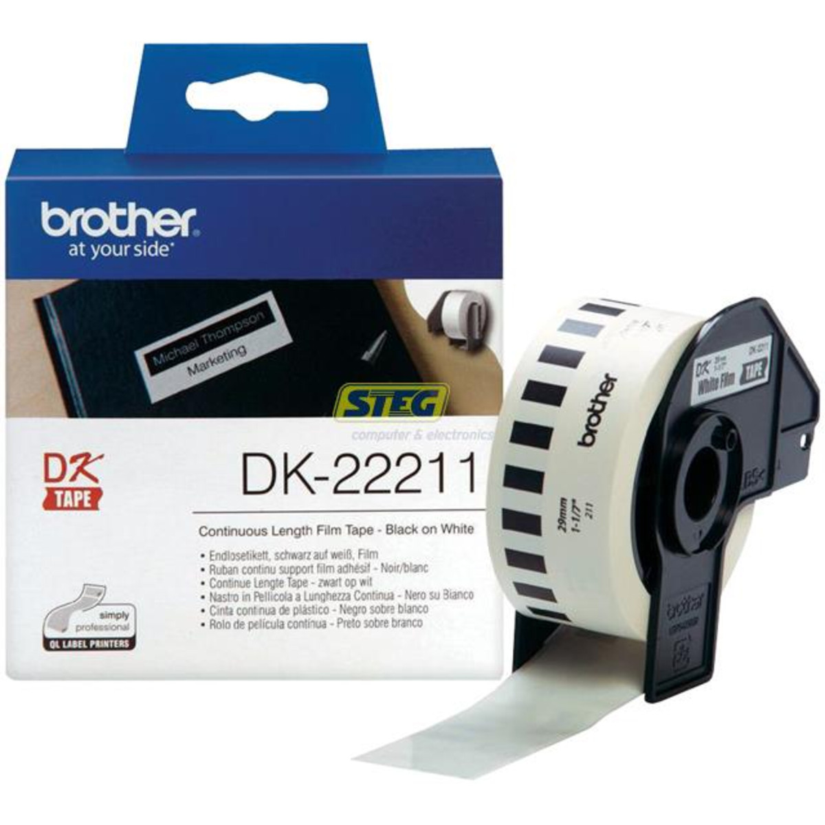 Brother DK22211 White Labels - 29mm | CartridgesDirect