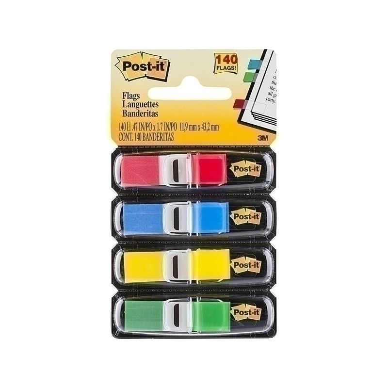 Post-It Mini Flags Assorted Colours 12 x 45mm 4-Pack - Box of 6 ...