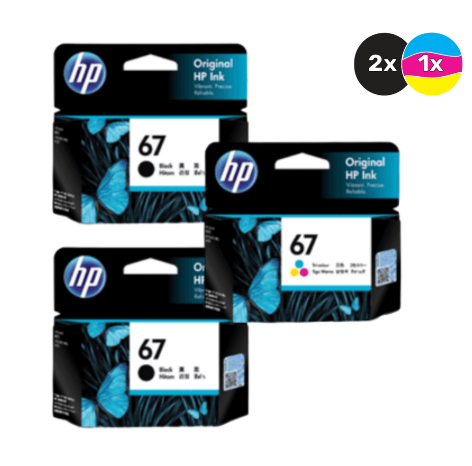 HP 67 Black and Colour Ink Cartridge Combo Pack - Includes 2 Black and ...