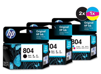 HP 804 Black and Colour Ink Cartridge Combo Pack - Includes 2 Black and ...