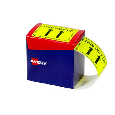 Avery This Way Up Fluro Yellow Labels (Roll of 750) | CartridgesDirect