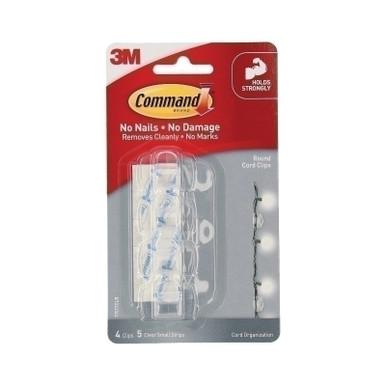 Command 17017CLR Round Cord Clips Clear 4-Pack - Box of 6 ...