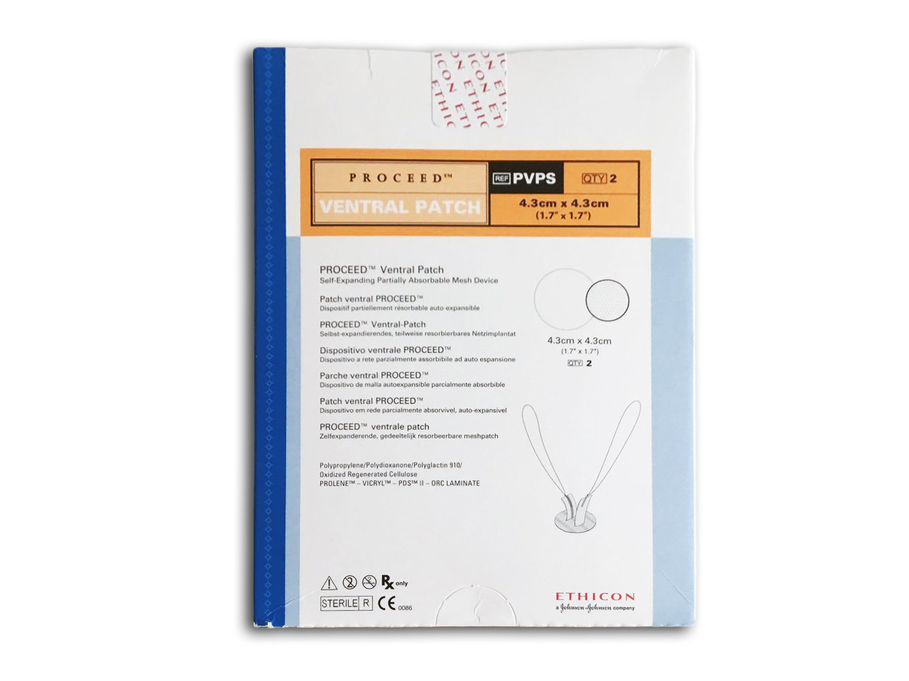 EVT5024 - Ethicon Evarrest Fibrin Sealant Patch 2 in x 4 in - Box of 2