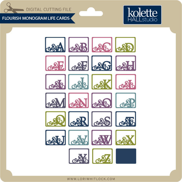 Flourish Monogram Life Cards - Lori Whitlock's SVG Shop