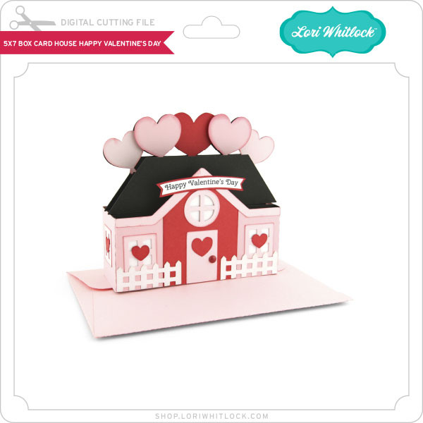 5x7 Box Card House Valentine's Day - Lori Whitlock's SVG Shop