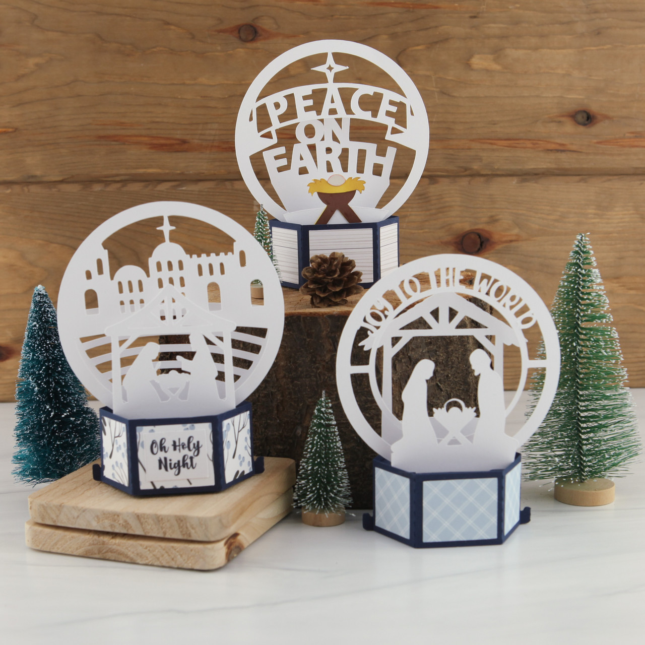 Hexagon Pop Up Card with Tabs Nativity 2 - Lori Whitlock's SVG Shop